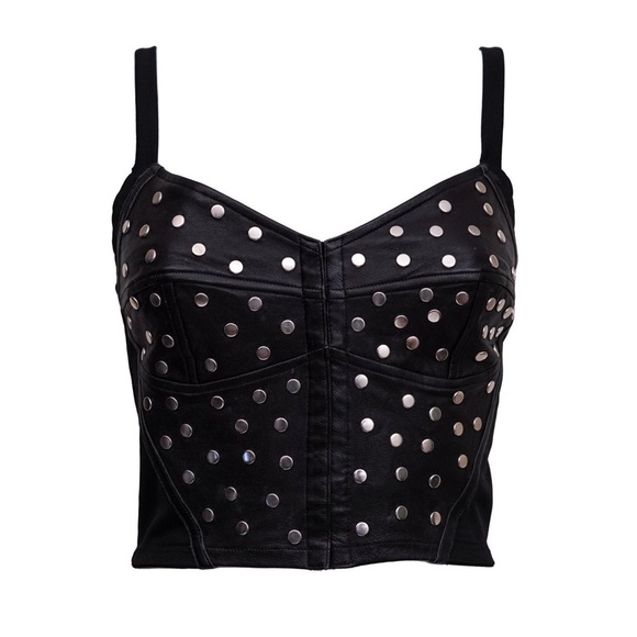 Dolce & Gabbana | Tops | Dolce And Gabbana Black Leather Studded ...